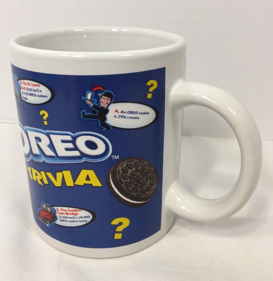 Oreo Collectable Coffee Mug Trivia Cup Nabisco Cookies Blue White ...