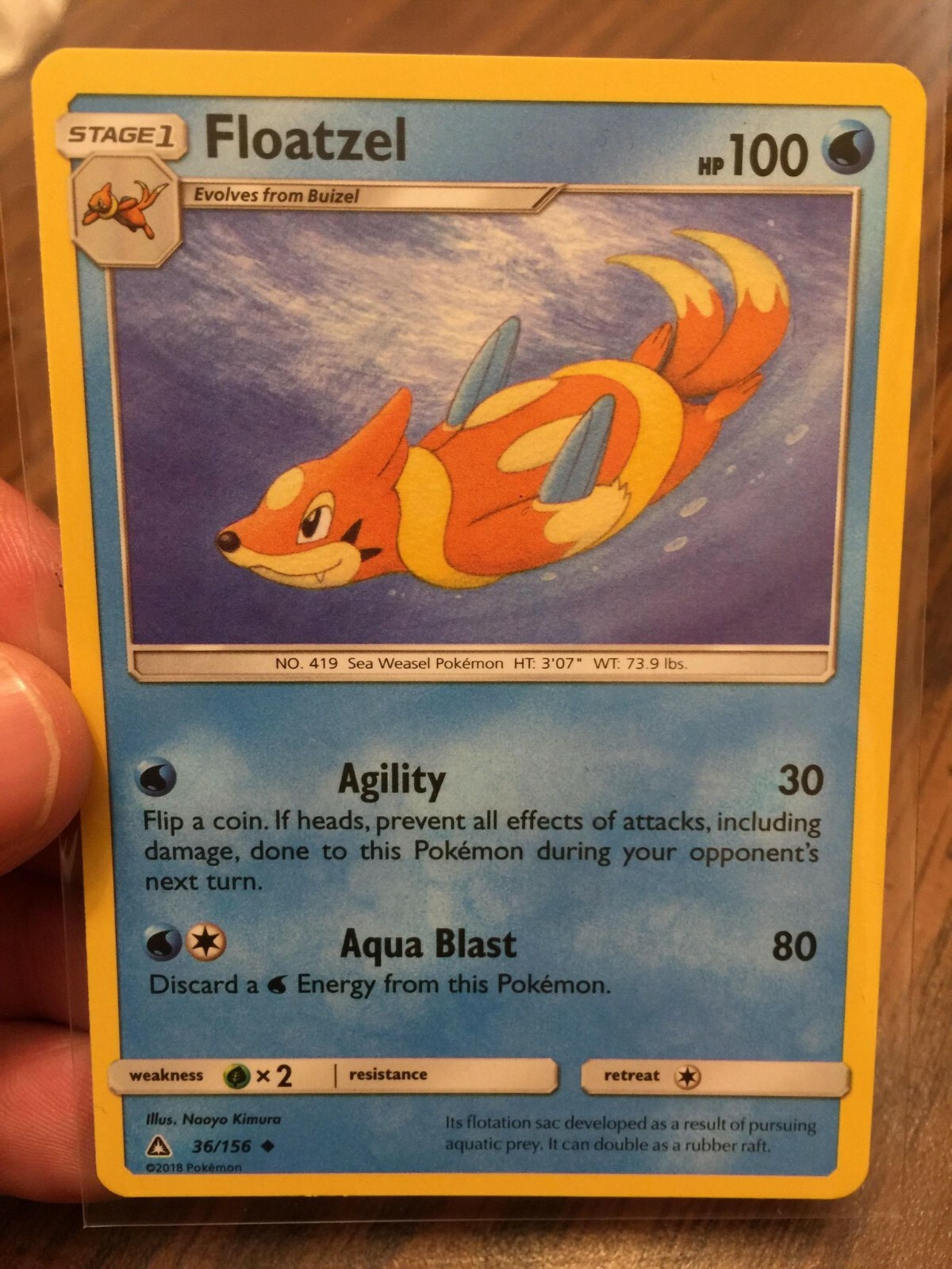 FLOATZEL 2018 STAGE 1 POKEMON CARD - ULTRA PRISM - #36/156 - FREE ...