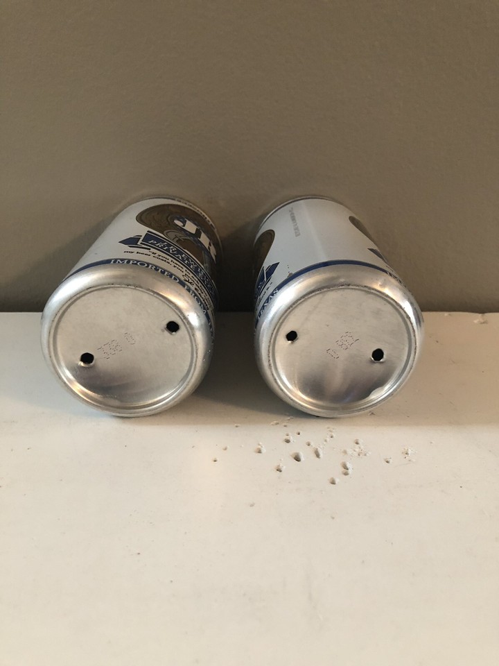 TWO VINTAGE JR EWING ALUMINUM 12 OZ PULL TAB BEER CANS TABS INTACT NICE ...