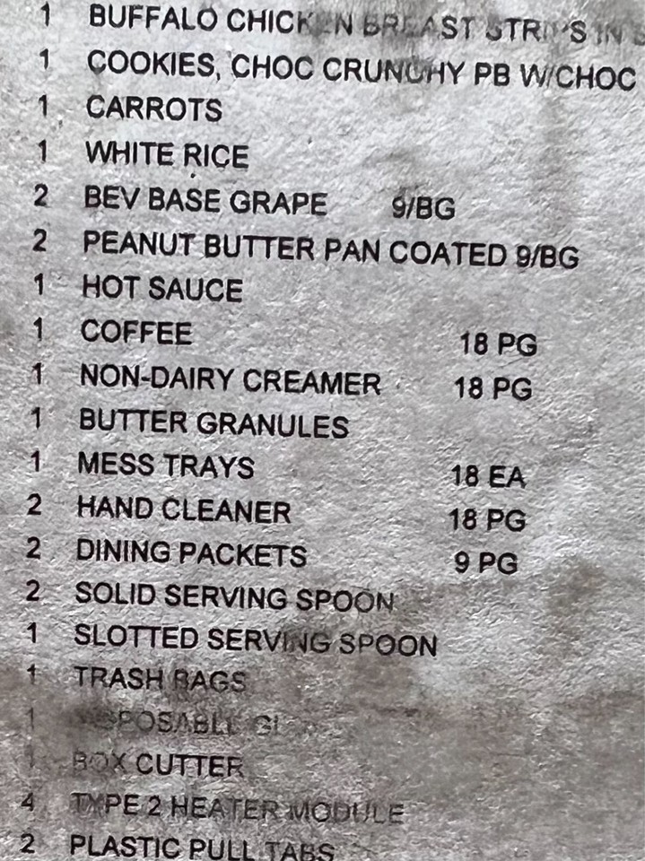 UGR-E RATION MEALS 18 SOLDIER RATION -NO HEATER DINNER 04 Complete KIT ...