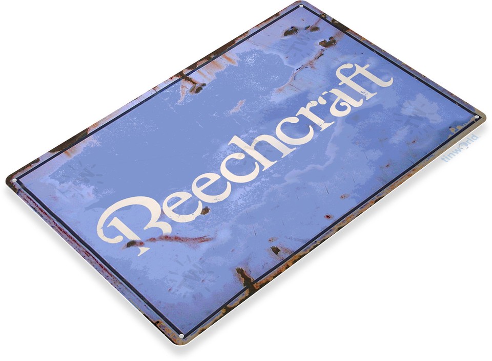 Beechcraft Sign, Airplane Hangar, Retro General Aviation Airport Tin ...