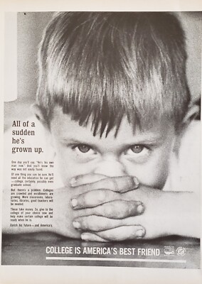 1965 Advertising Council College Is America's Best Friend Boy Grows Up ...