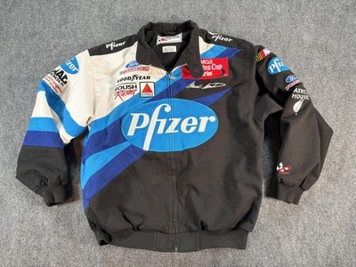 Vintage Mark Martin Pfizer Jacket Mens Large Black Blue NASCAR Chase ...