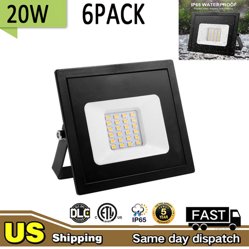 6PACK 20W 12V LED Flood Light Warm White Spotlight Outdoor Garden ...