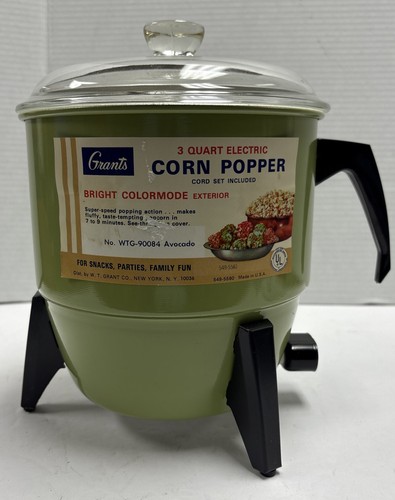 Vintage Grants Popcorn 3 Quart Popper Atomic Avocado NOS | eBay