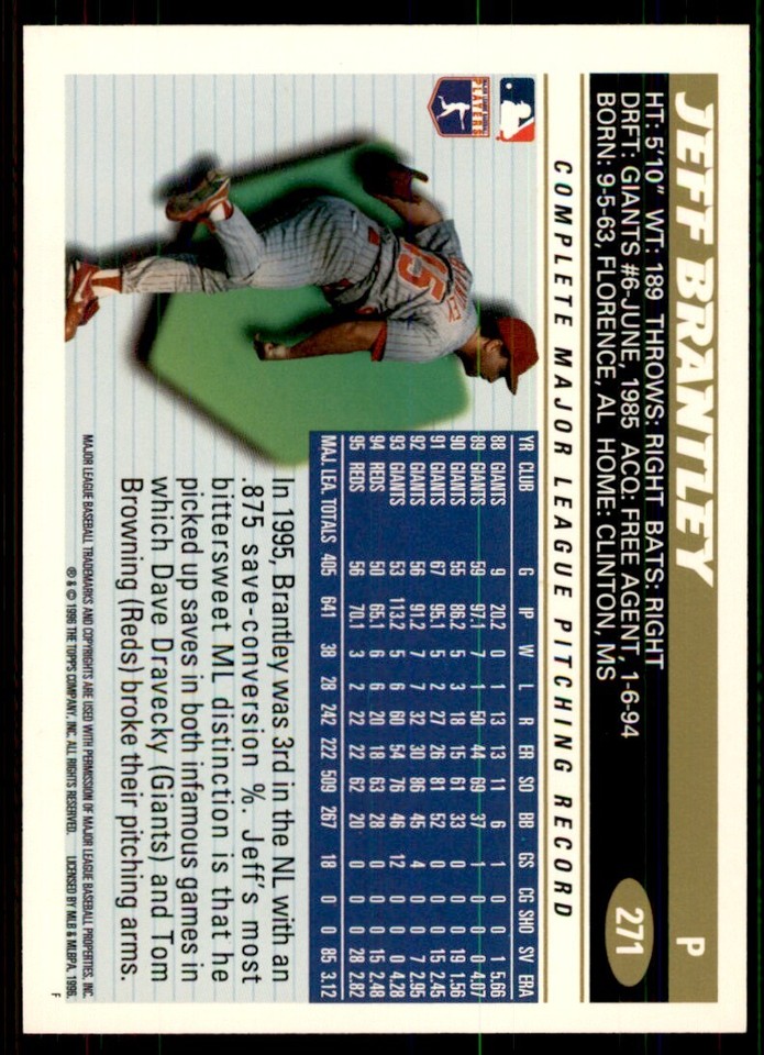 1996 Topps Jeff Brantley A Baseball Cards #271 | eBay