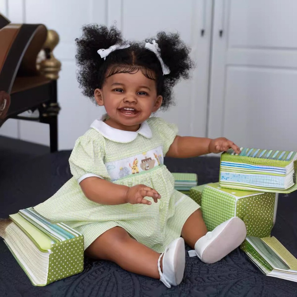 Reborn Baby 24" Dolls Toddler Girl MILA Lifelike Painted Dark Skin ...