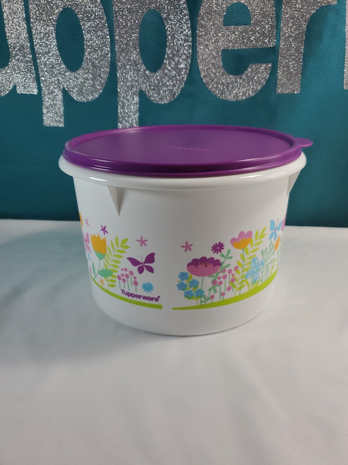 Tupperware Round Nesting Storage Canister Butterfly Flowers 14 cup ...