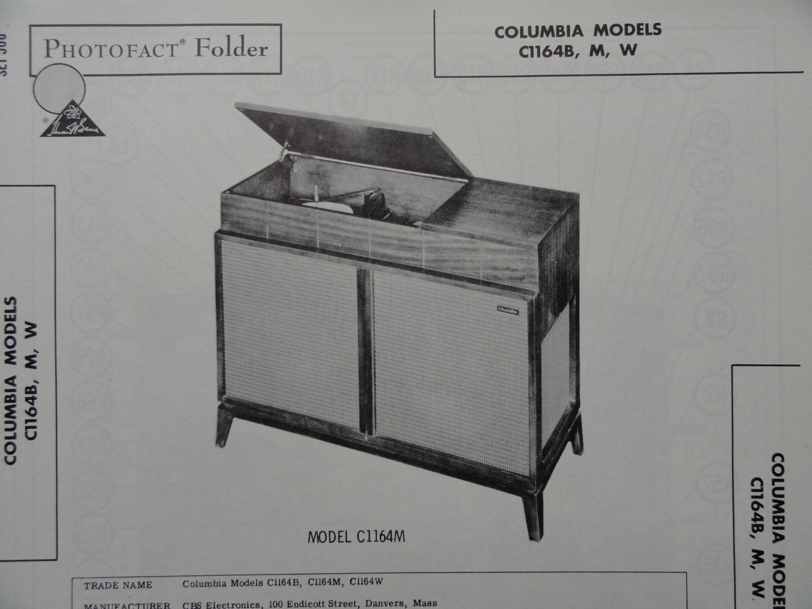Original Sams Photofact Manual COLUMBIA MODELS C1164B, M, W (506) | eBay