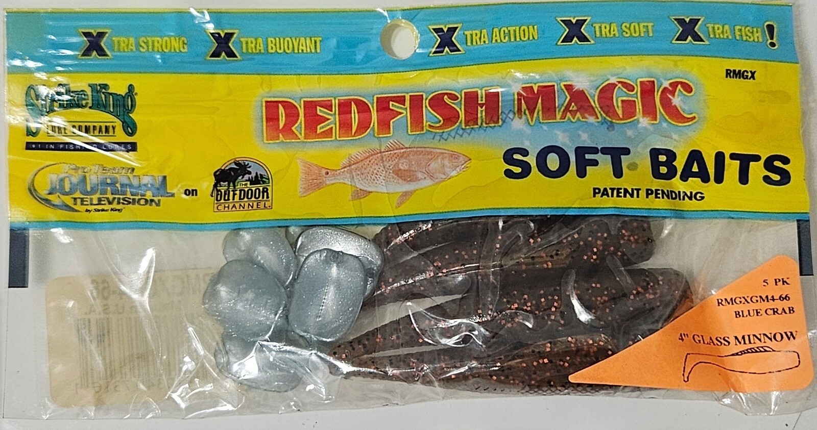 Strike King Glass Minnow 4" Redfish Magic Rare OOP Blue Crab 6 Pack Of ...