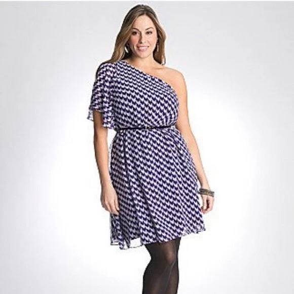 One Shoulder Chevron Dresses