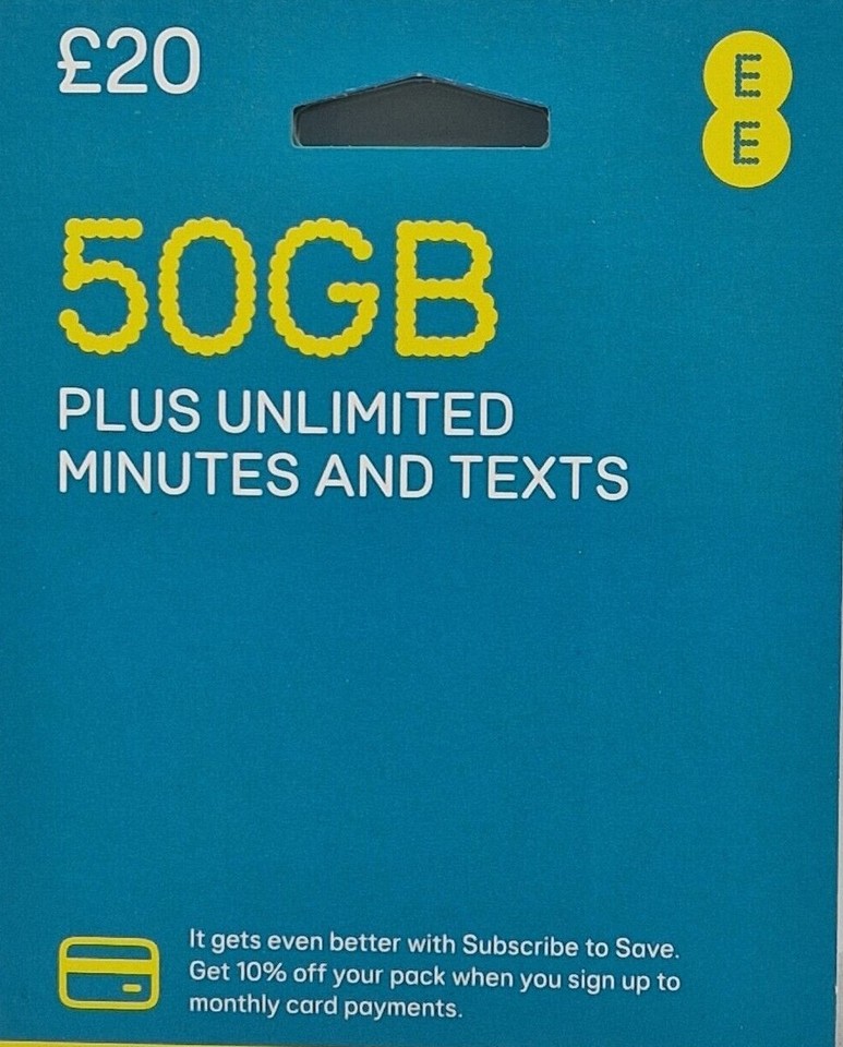 EE Data Sim card 4G WE ACTIVATE 150GB Data for MIFI Device iPads DATA ...