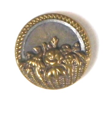 Bb Wicker Flower BASKET Antique Picture BUTTON Brass + | eBay