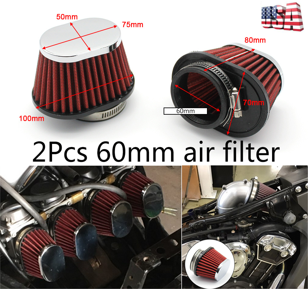 2X Motorcycle Motocross High Flow Air Filter Engine Cleaner Universal ...