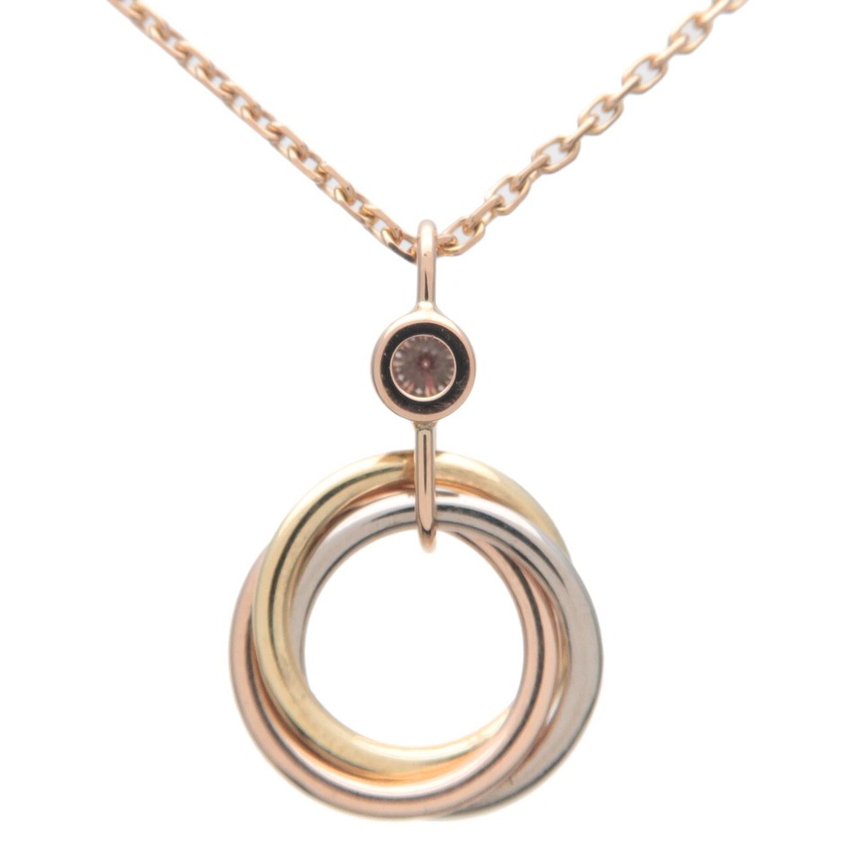 Cartier Baby Trinity Diamond Necklace 18K YG WG RG 3-color Gold 15.9in ...