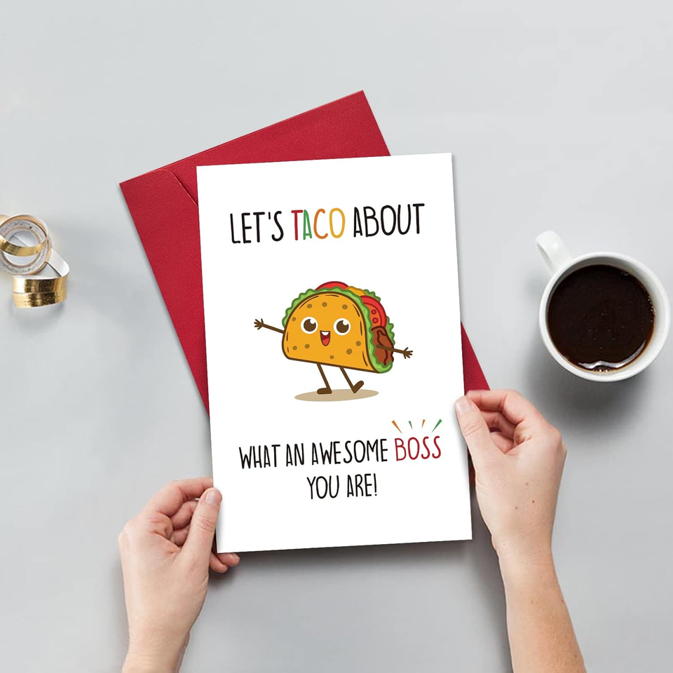 Funny Boss Day Cards & Gifts for Bosses - Let'S Taco about an Awesome ...