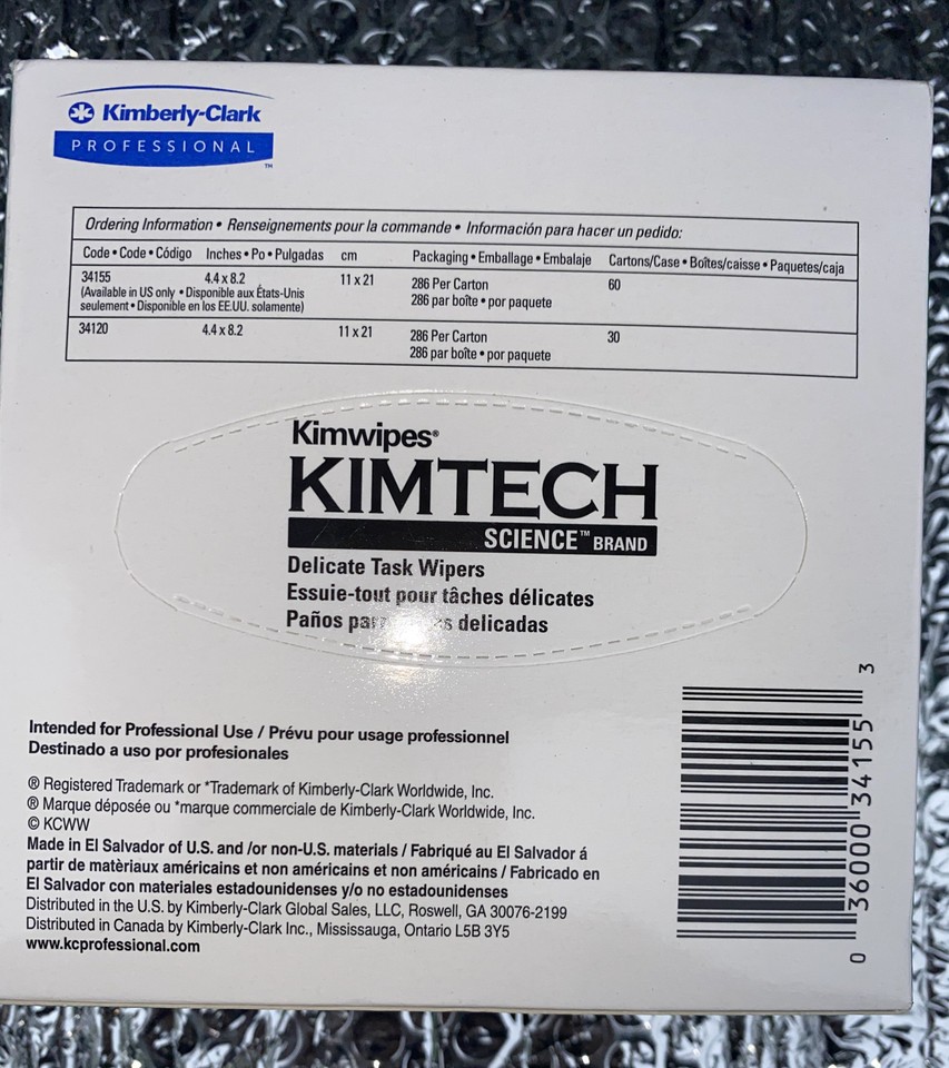 (3) PACK KIMTECH 34155 KIMWIPES DISPOSABLE CLOTH DELICATE TASK WIPERS ...