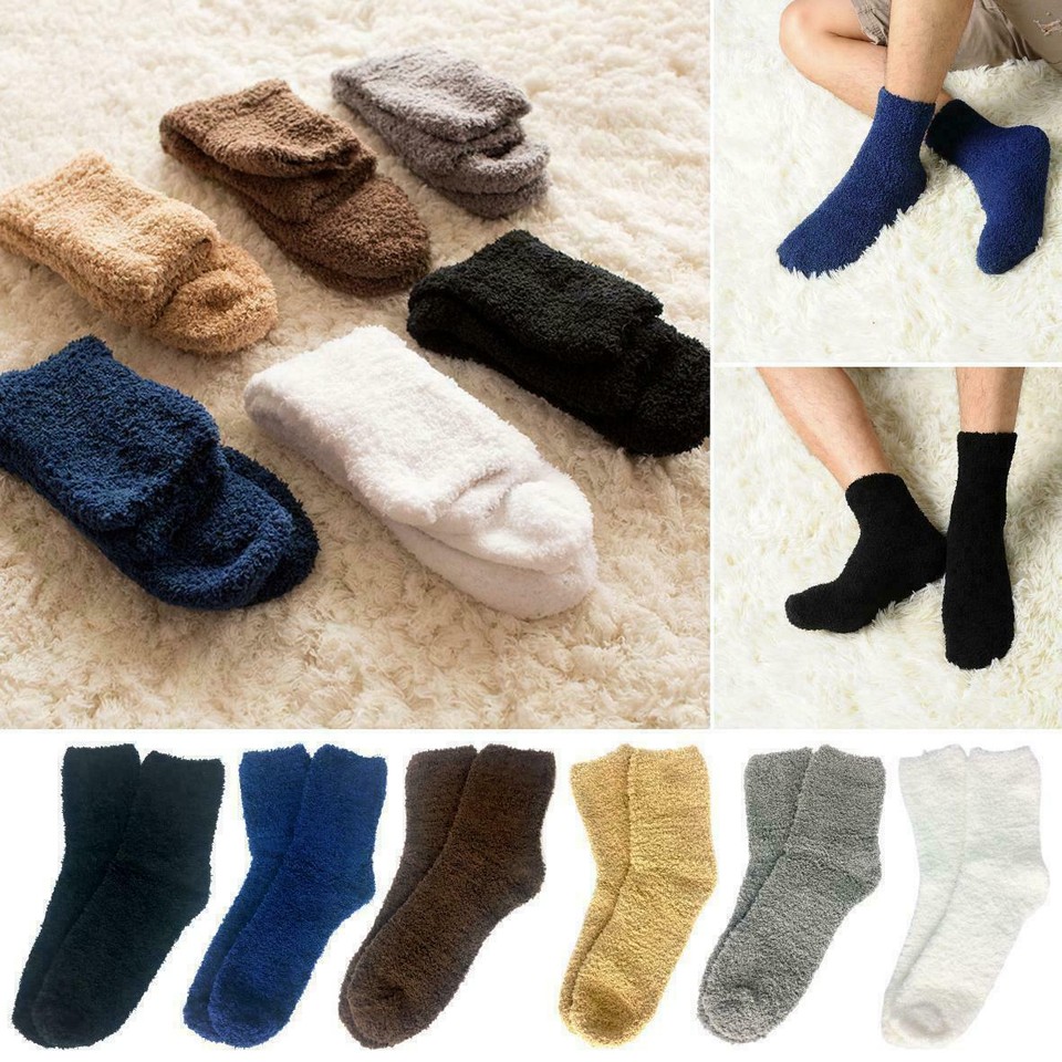6 Pairs Cosy Bed Socks Mens Fluffy Home Sock Thick Indoor Winter Warm ...