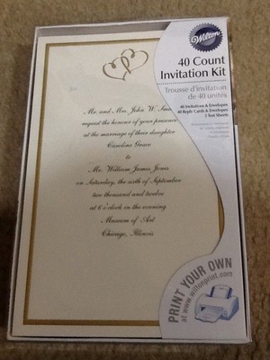 WILTON PRINT YOUR OWN WEDDING INVITATIONS 40 COUNT FREE SHIPPING | eBay