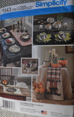 Simplicity 1343 Pumpkins Baskets Table Cloths Runner & Placemat Pattern Uncut | eBay