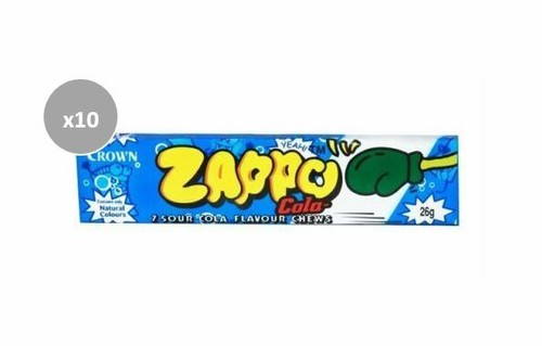 900702 8 x 26g PACKETS ZAPPO ZAPPOS SOUR COLA FLAVOURED CHEWS LOLLY ...