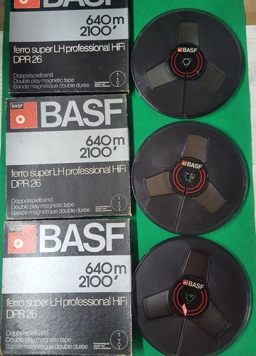 3x BOBINE NASTRO MAGNETICO 18cm (7") BASF DPR26 HI-FI REEL TO REEL ...