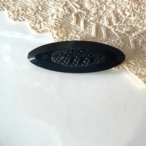 2" Antique Black Glass Mourning Oval Pin Old Victorian | eBay