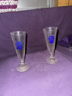 Vintage Pilsner Pabst Blue Ribbon Beer Glasses Lot 2 | eBay