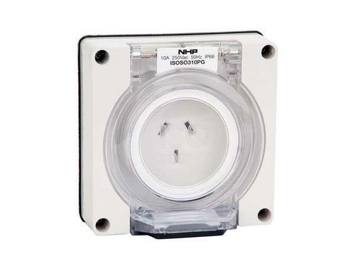 Iso SOCKET OUTLET 250V 1-Phase 3-Pin Flat, Surface Mount, Grey- 10A Or ...