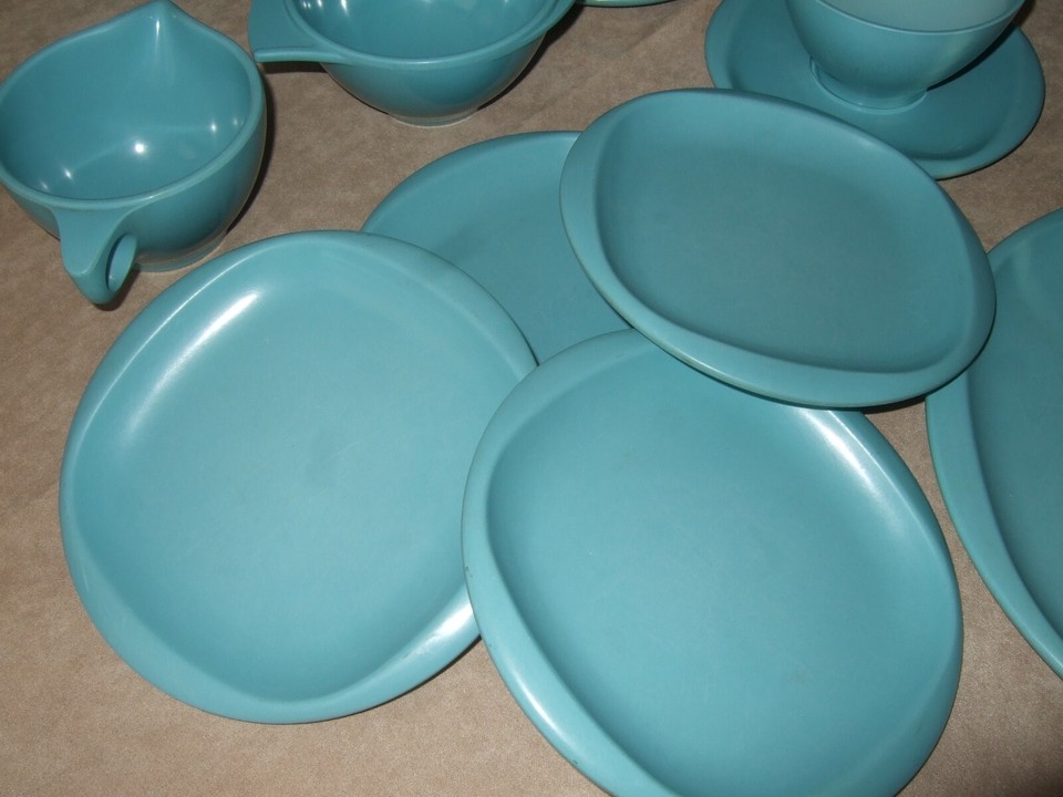 Mid Century Boonton Ware 22 pc set Mint Green. Melmac cups plates sugar ...