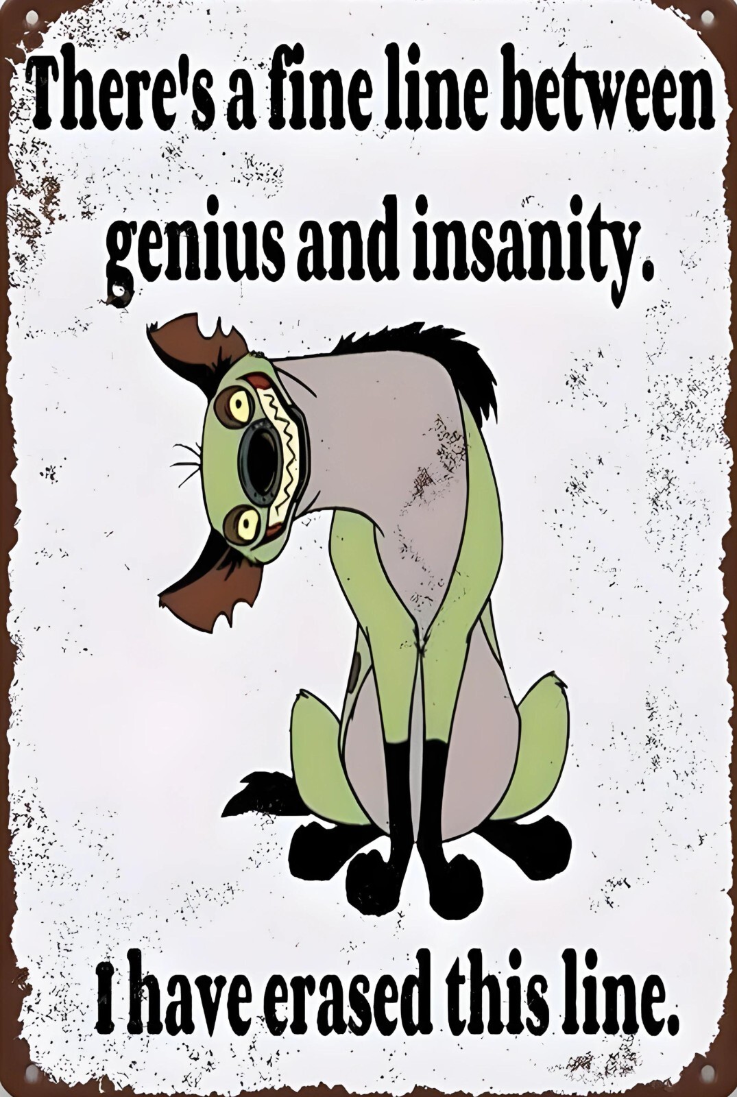 Fine Line Between Genius And Insanity Funny Sign Weatherproof Aluminum ...