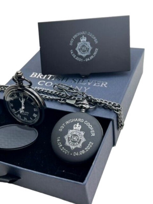 MET POLICE Pocket Watch ID Card Case Engraved Crest Badge Officer Gift ...