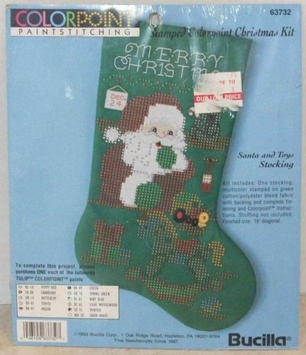 NEW Bucilla Santa and Toys Stocking Colorpoint Paint Stitching Kit | eBay