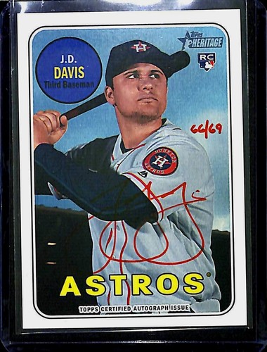2018 Topps Heritage Red Real One Rookie Autograph #ROA-JD J.D. Davis 66 ...