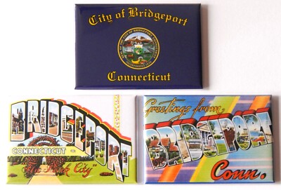 Greetings from Bridgeport Connecticut FRIDGE MAGNET Set | eBay