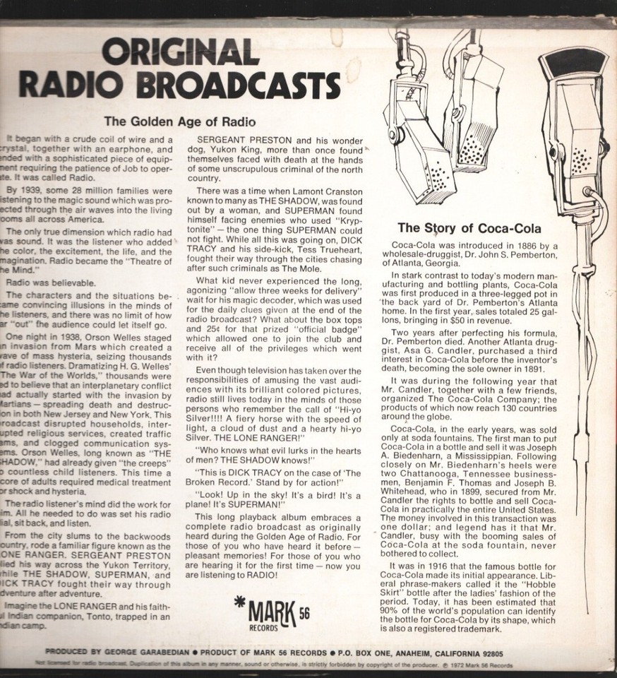 Shadow Radio Program Record Album 1973-2 original radio broadcasts ...
