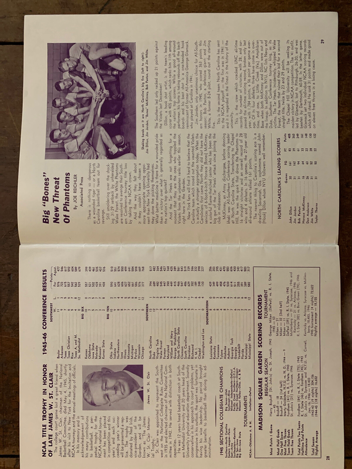 1946 NCAA EAST REGIONAL OHIO ST.-HARVARD & N.Y.U.-NO.CAR.Basketball ...