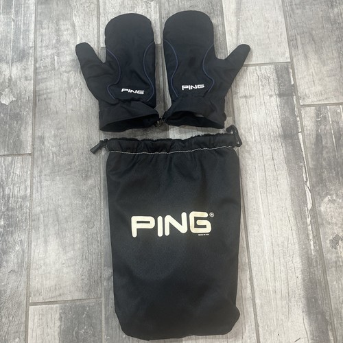 Ping Golf Mittens Mitts Cold Weather Gloves Nylon Lined Black with bag ...