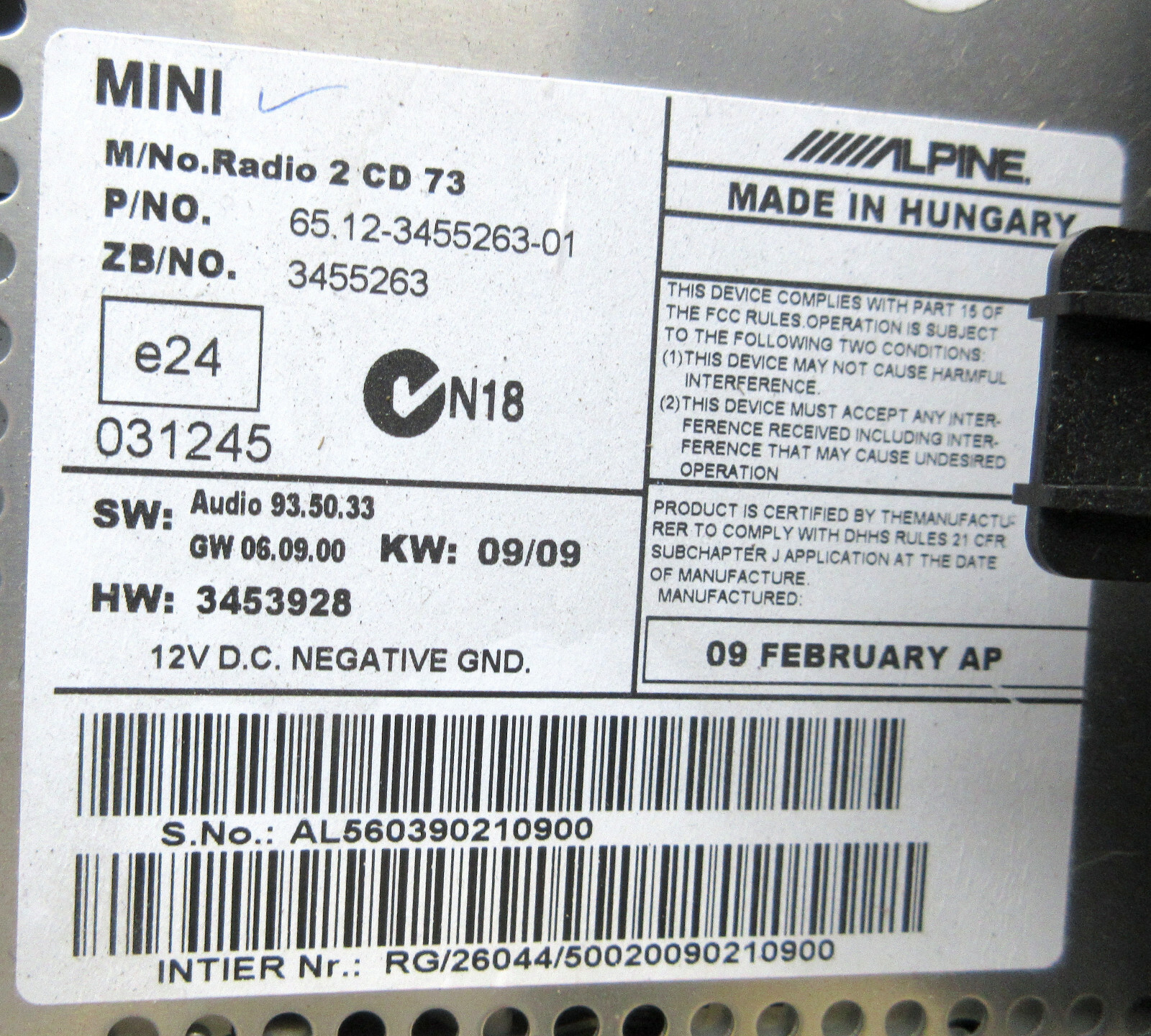 Genuine Used MINI Boost CD Radio Player Head Unit for R56 R55 R57 ...