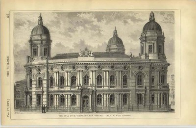 1872 The Hull Dock Company's New Offices, C G Wray Architect | eBay