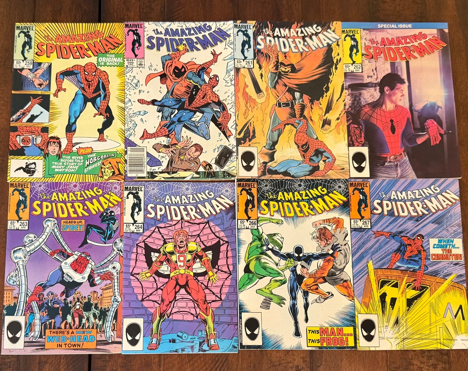 8 issues AMAZING SPIDER-MAN #259 to #267 comics..1984...$200 VALUE ...