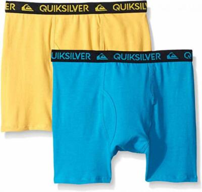 Quiksilver Boys Turquoise & Yellow 2pk Solid Boxer Briefs Size 4/5 6/7 ...