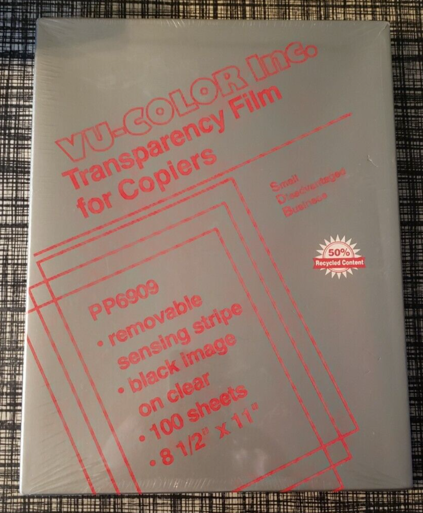 Vu-Color Inc Transparency Film For Copiers 8 1/2 X 11...100 Sheets ...