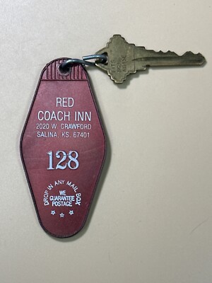 Red Coach Inn Hotel Motel Room Key Fob & Key Salina Kansas #138 RARE | eBay