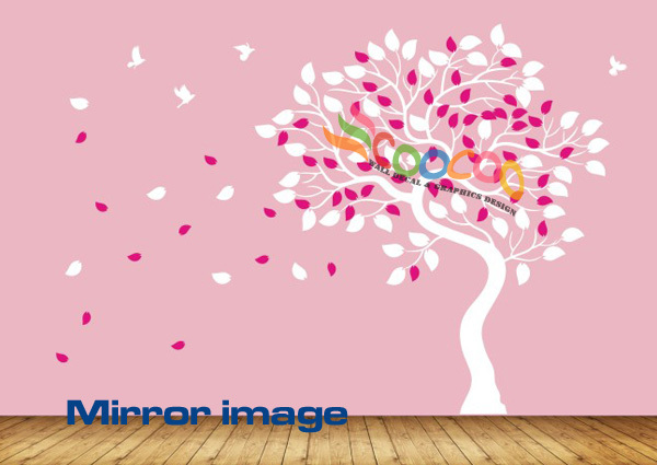 Wall Decor Decal Sticker Removable vinyl large Dancing Tree Birds 68 ...