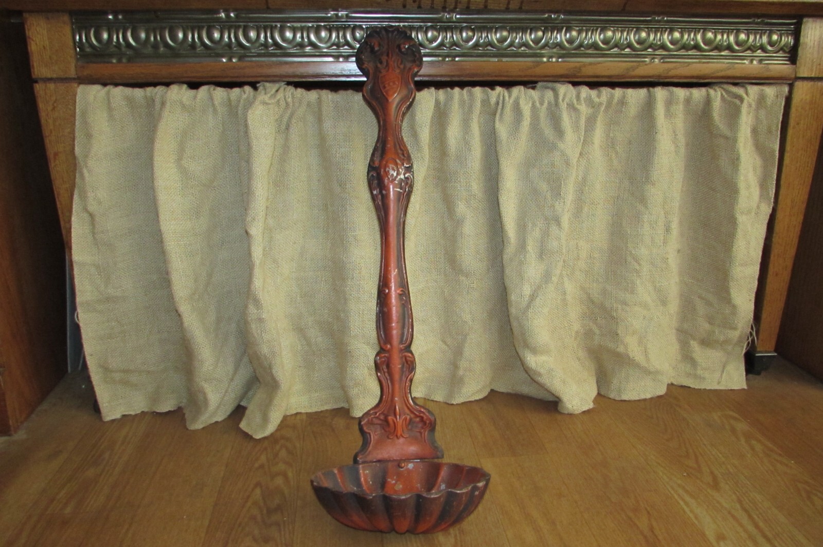 Vintage Retro Orange Scalloped Oversized Metal Wall Hanging Ladle 26"T ...