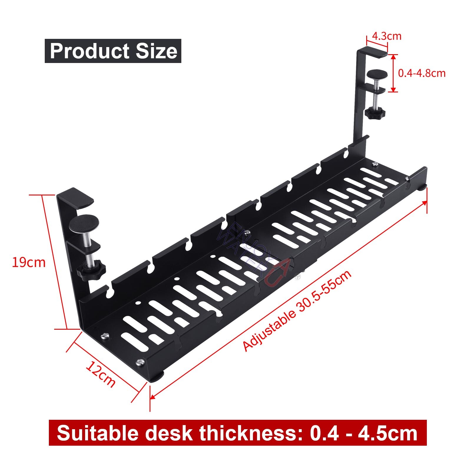 Under Adapter Organizer Desk Cable Tray Cord Wire Power Holder Black ...