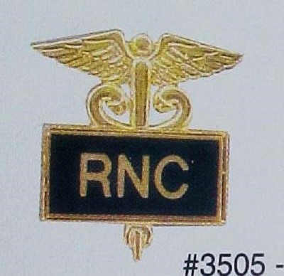 RNC Pin Registed Nurse Certified Black Medical Emblem Inlaid Caduceus ...
