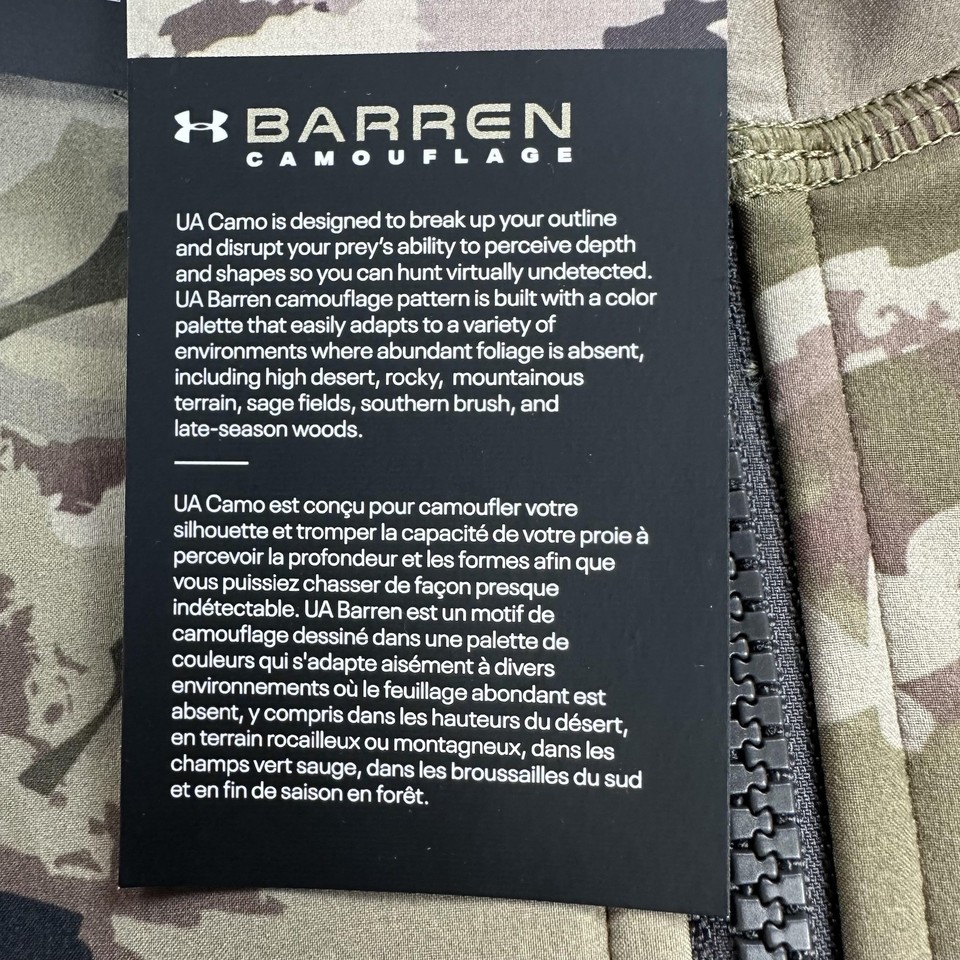 Under Armour Jacket Mens Small Barren Camo Ridge Reaper RR Base Hybrid ...