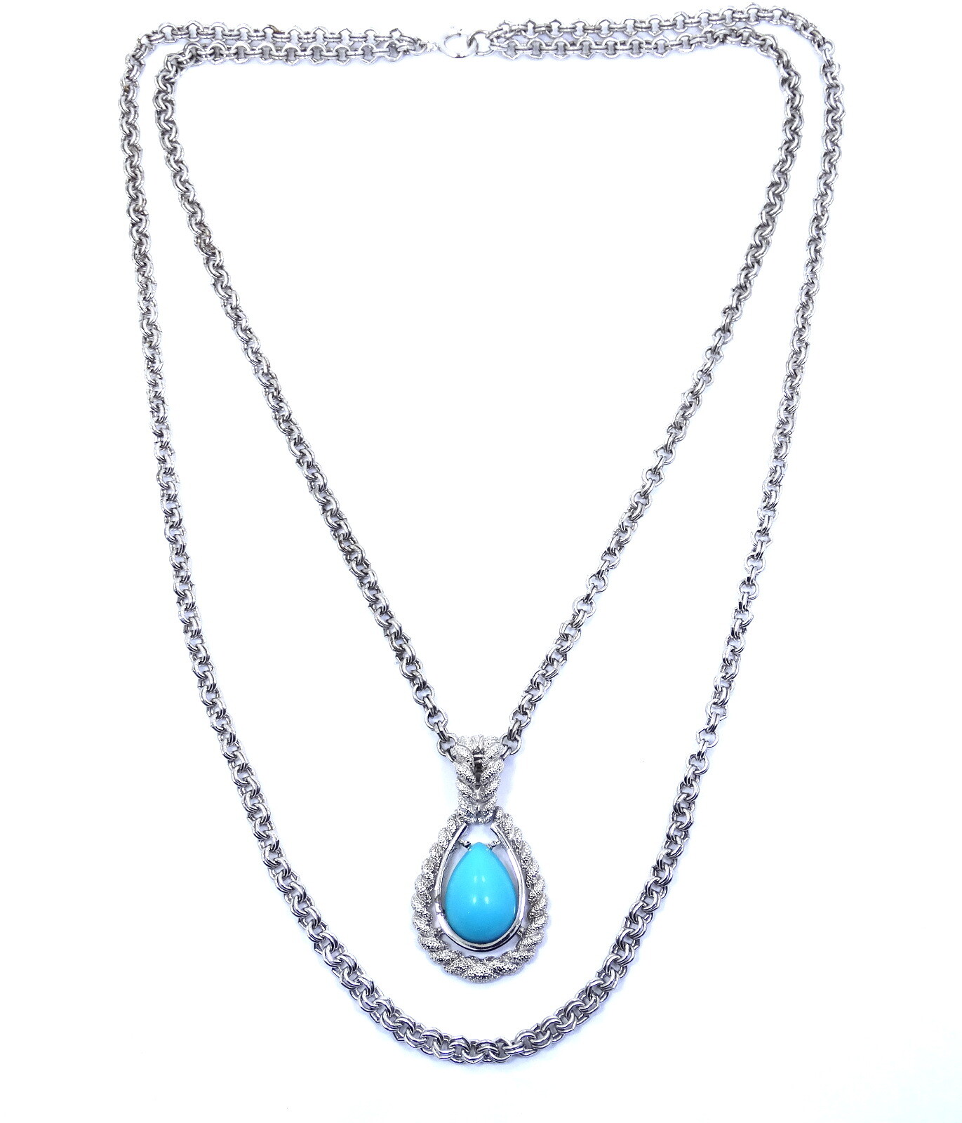 Vintage AVON Faux Blue Turquoise Double Silver Plate … - Gem